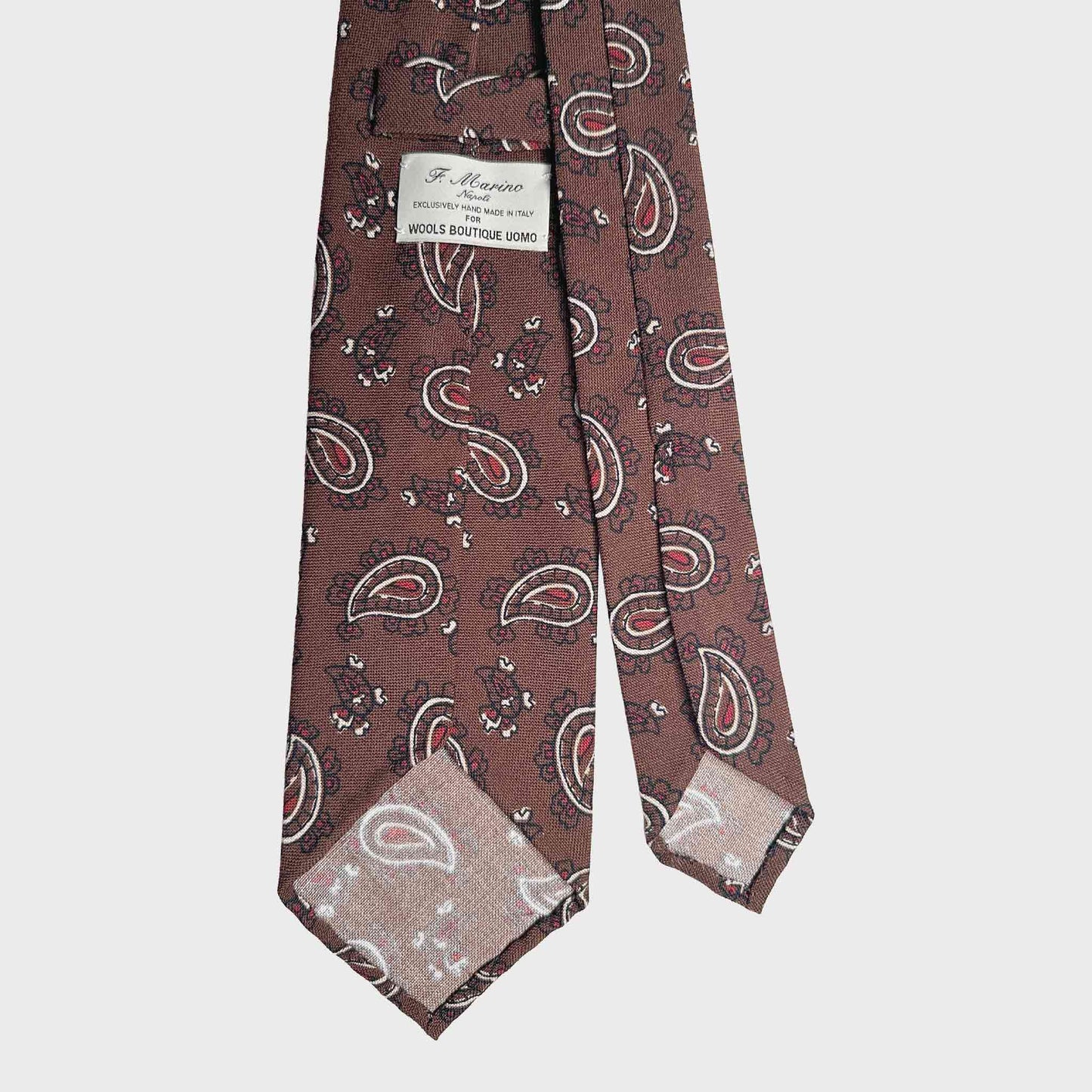 Coffee Brown Hand Drawn Paisley Wool Tie Made in Italy – Wools Boutique ...